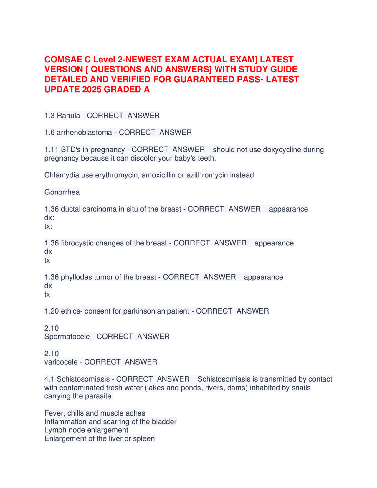 COMSAE C Level 2-NEWEST EXAM ACTUAL EXAM] LATEST VERSION [ QUESTIONS ...