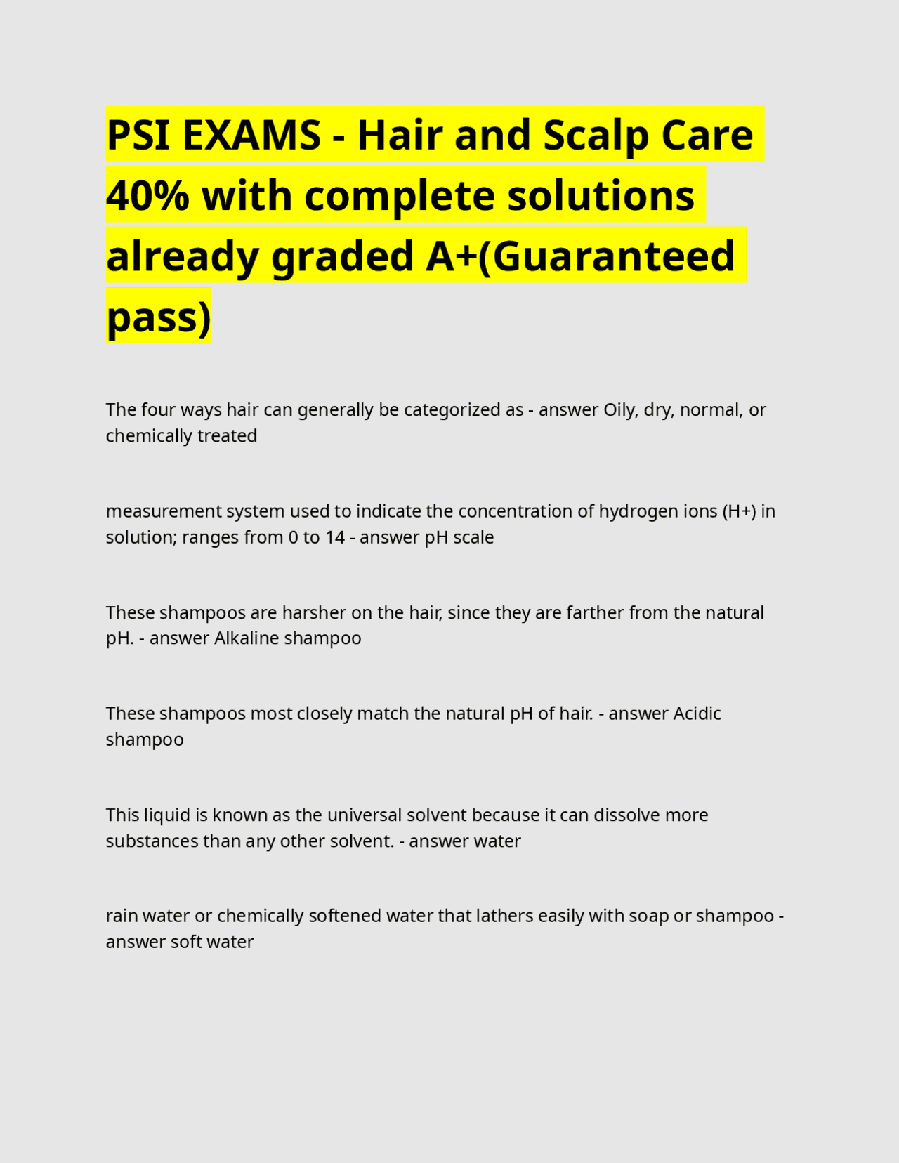 PSI EXAMS - Hair and Scalp Care 40% with complete solutions already ...