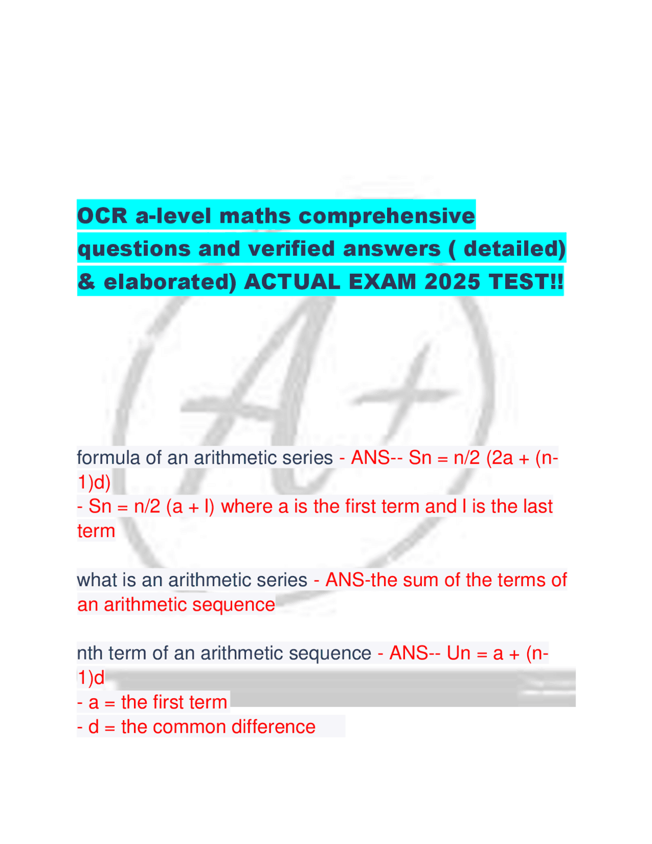A-Level Maths Exam Questions and Answers 2025: Comprehensive Study ...