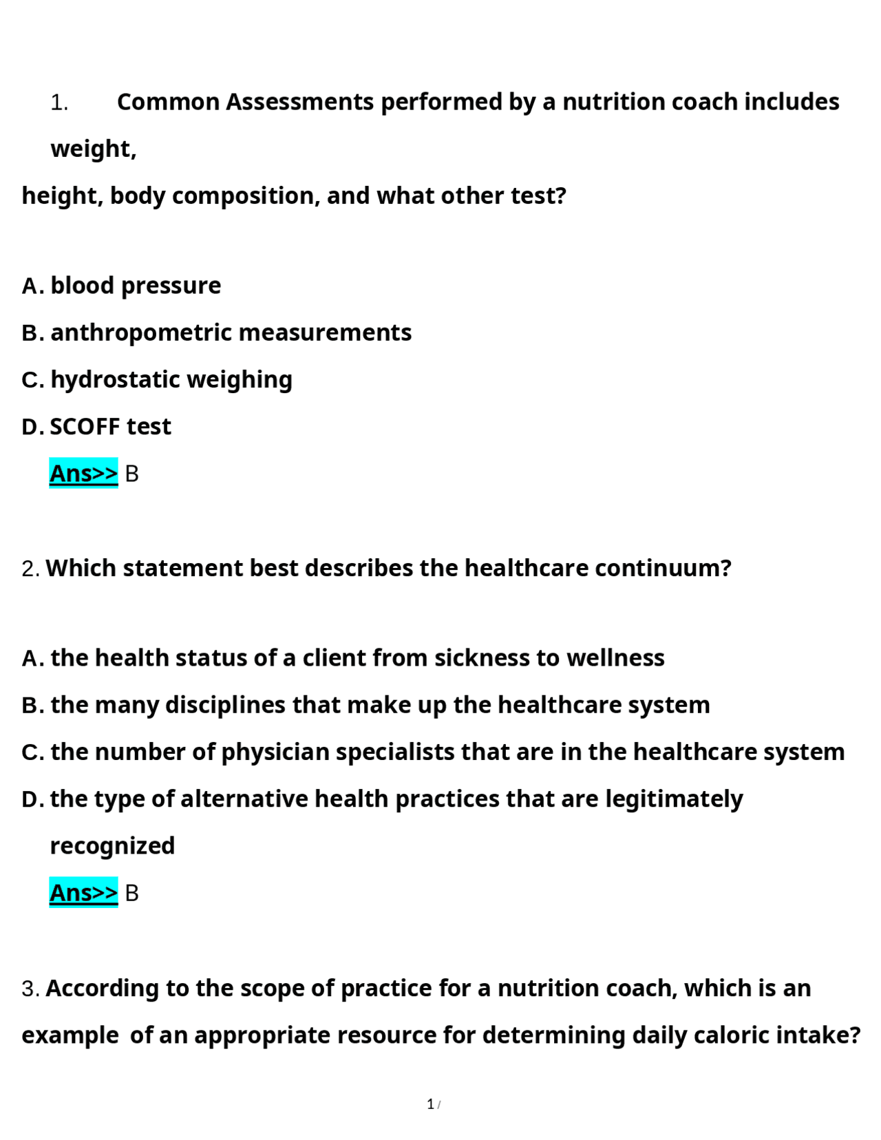 NASM Certified Nutrition Coach – Final Exam – Latest Qs & Ans (2025 ...