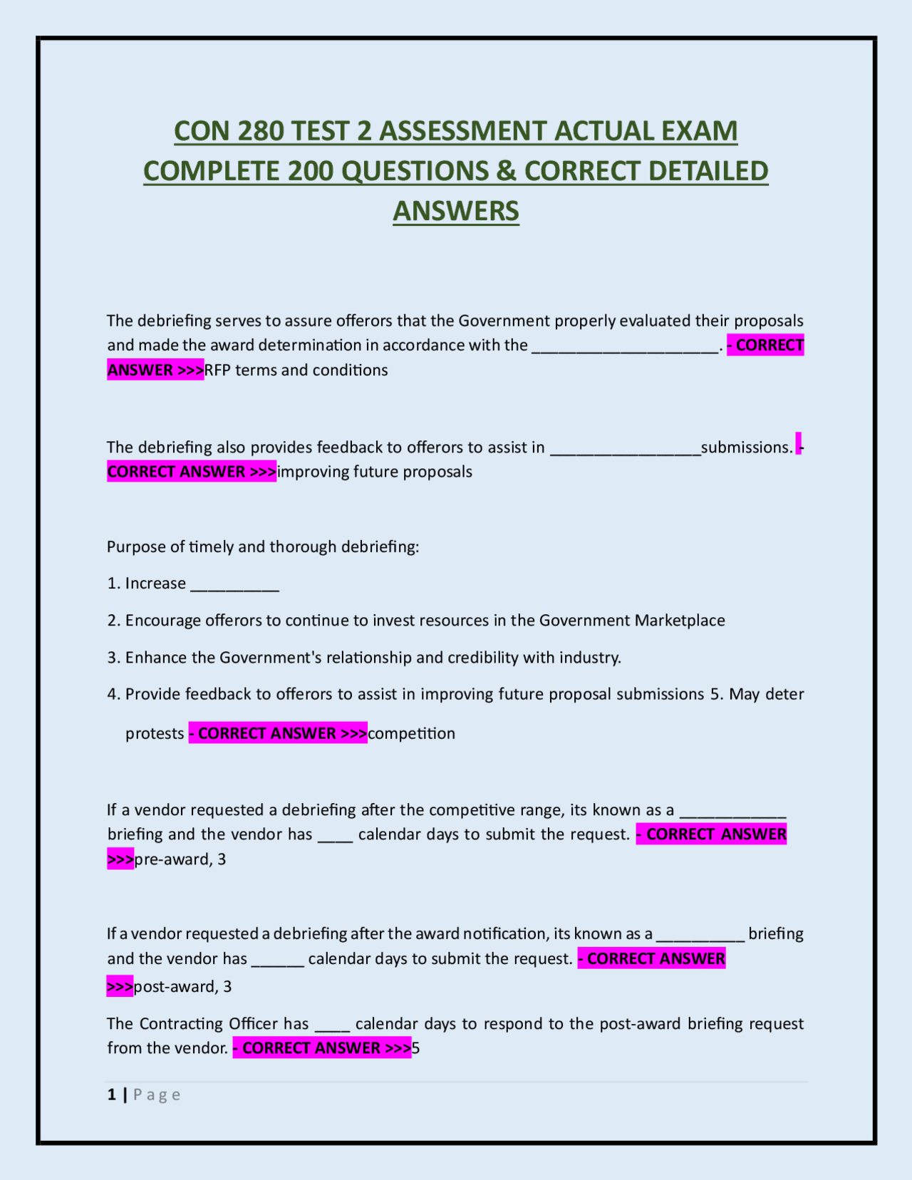 CON 280 TEST 2 ASSESSMENT ACTUAL EXAM COMPLETE 200 QUESTIONS & CORRECT ...