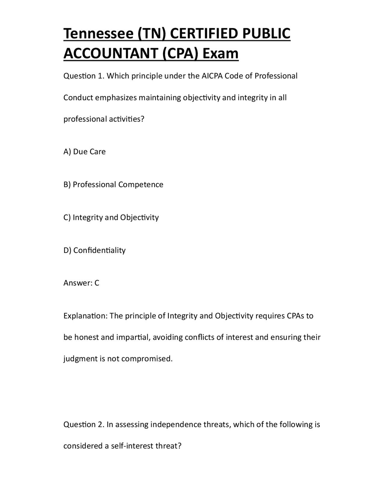 Tennessee (TN) CERTIFIED PUBLIC ACCOUNTANT (CPA) Exam | Exams ...