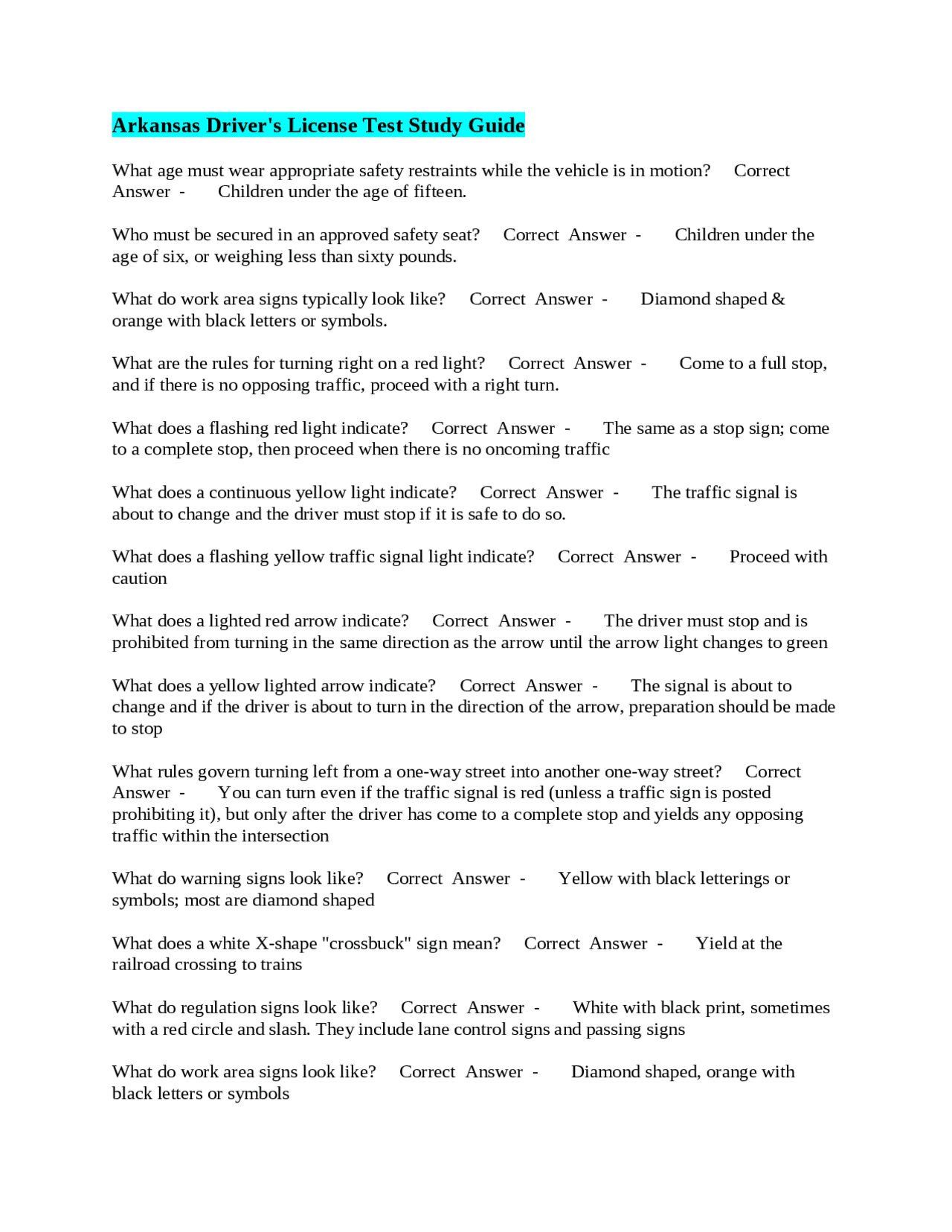 Arkansas Driver's License Test Study Guide | Exams Advanced Education ...