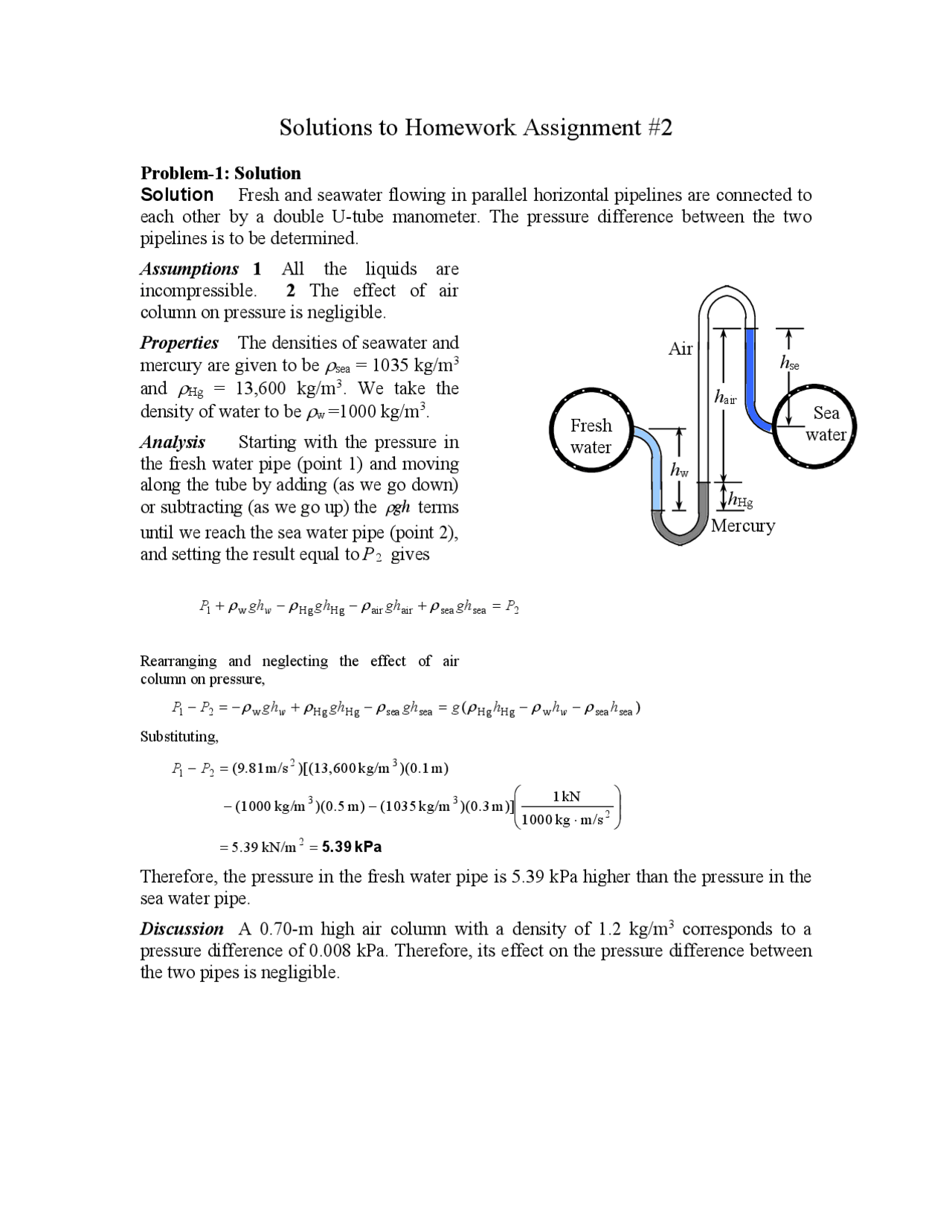Homework 2 for CE 2200 | Assignments Fluid Mechanics | Docsity