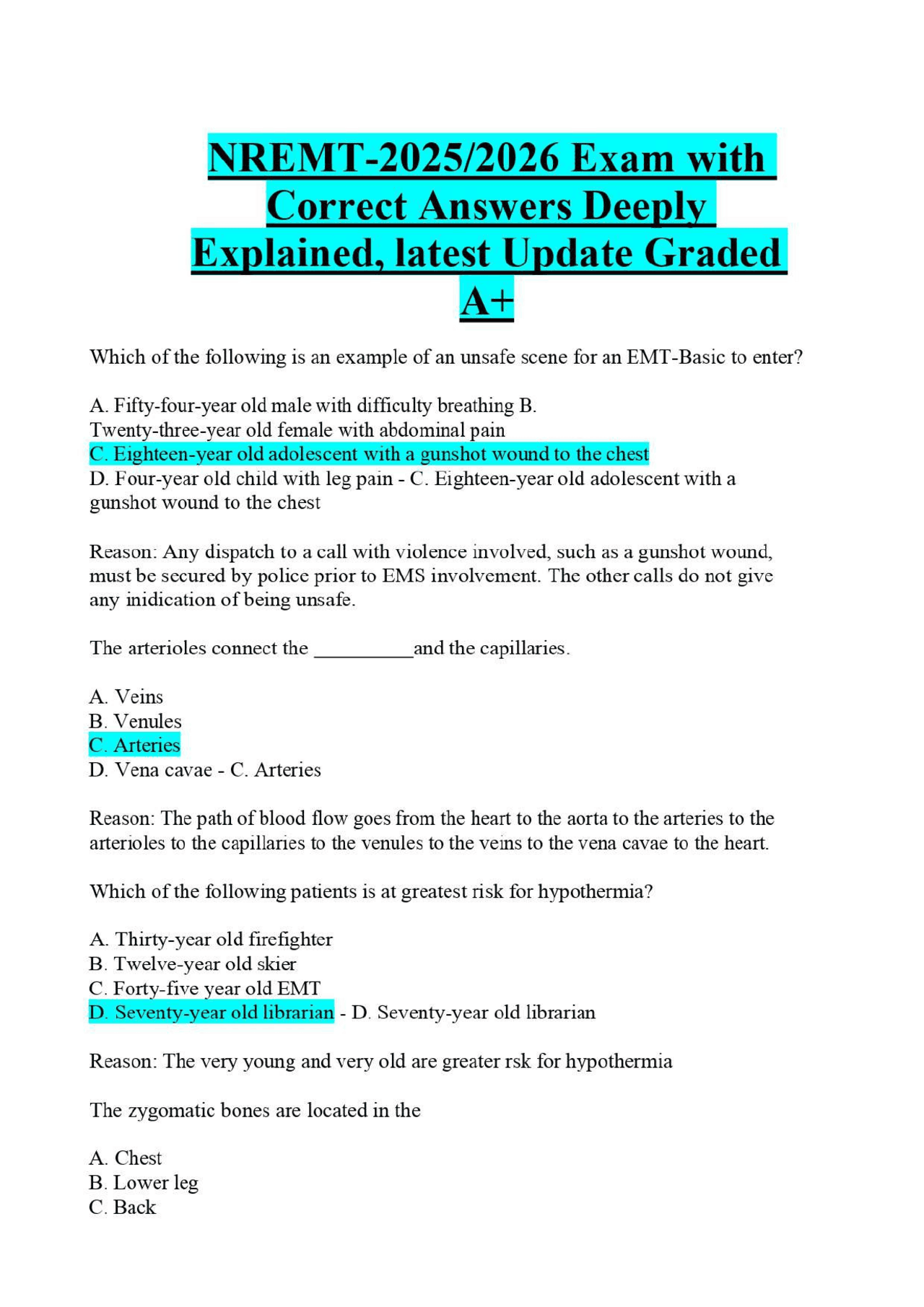 NREMT-2025/2026 Exam with Correct Answers Deeply Explained, latest ...