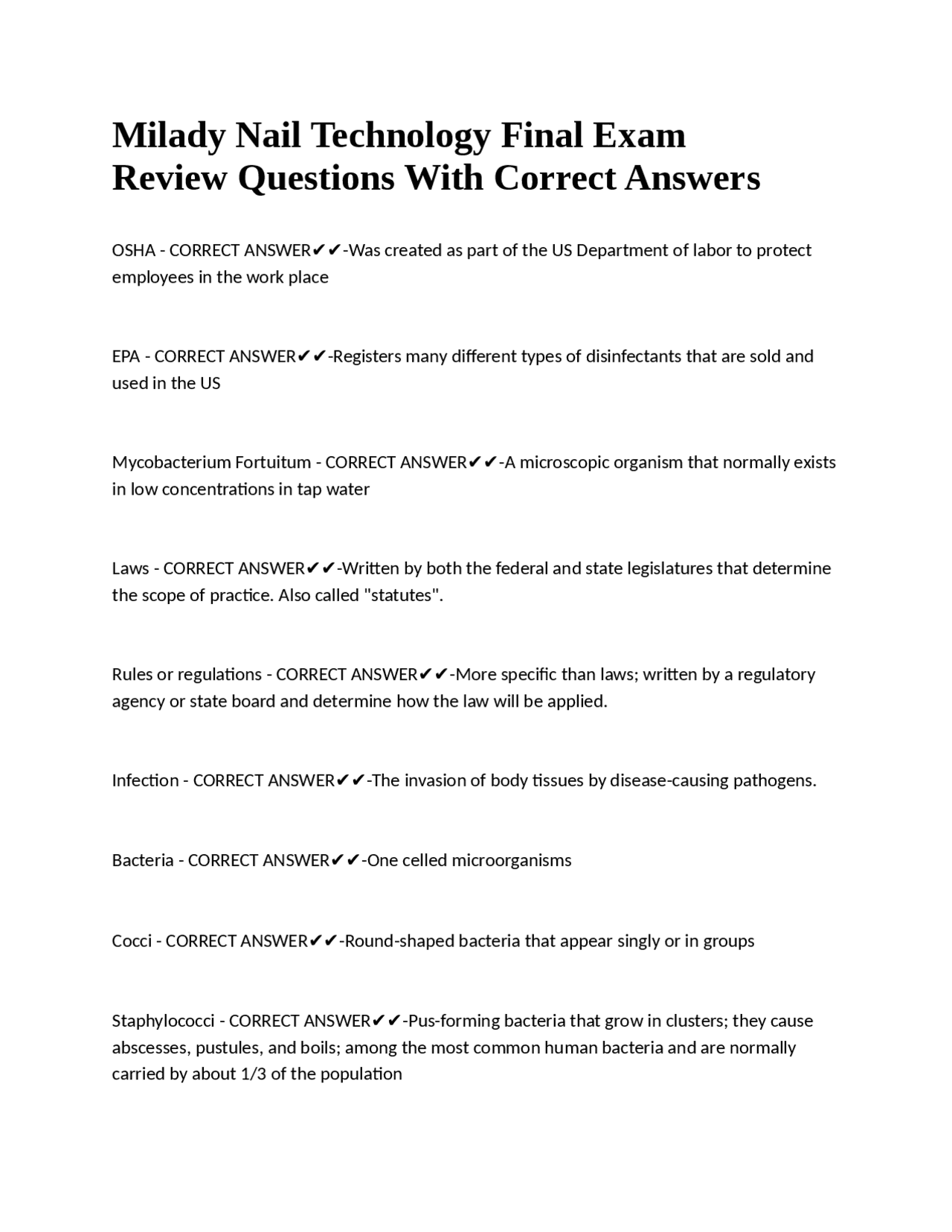 Nail Technology Exam Prep: Q&A Study Guide | Exams Nursing | Docsity