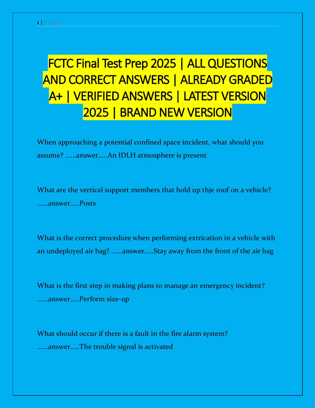 FCTC Final Test Prep 2025 – Complete Questions & Verified Answers ...