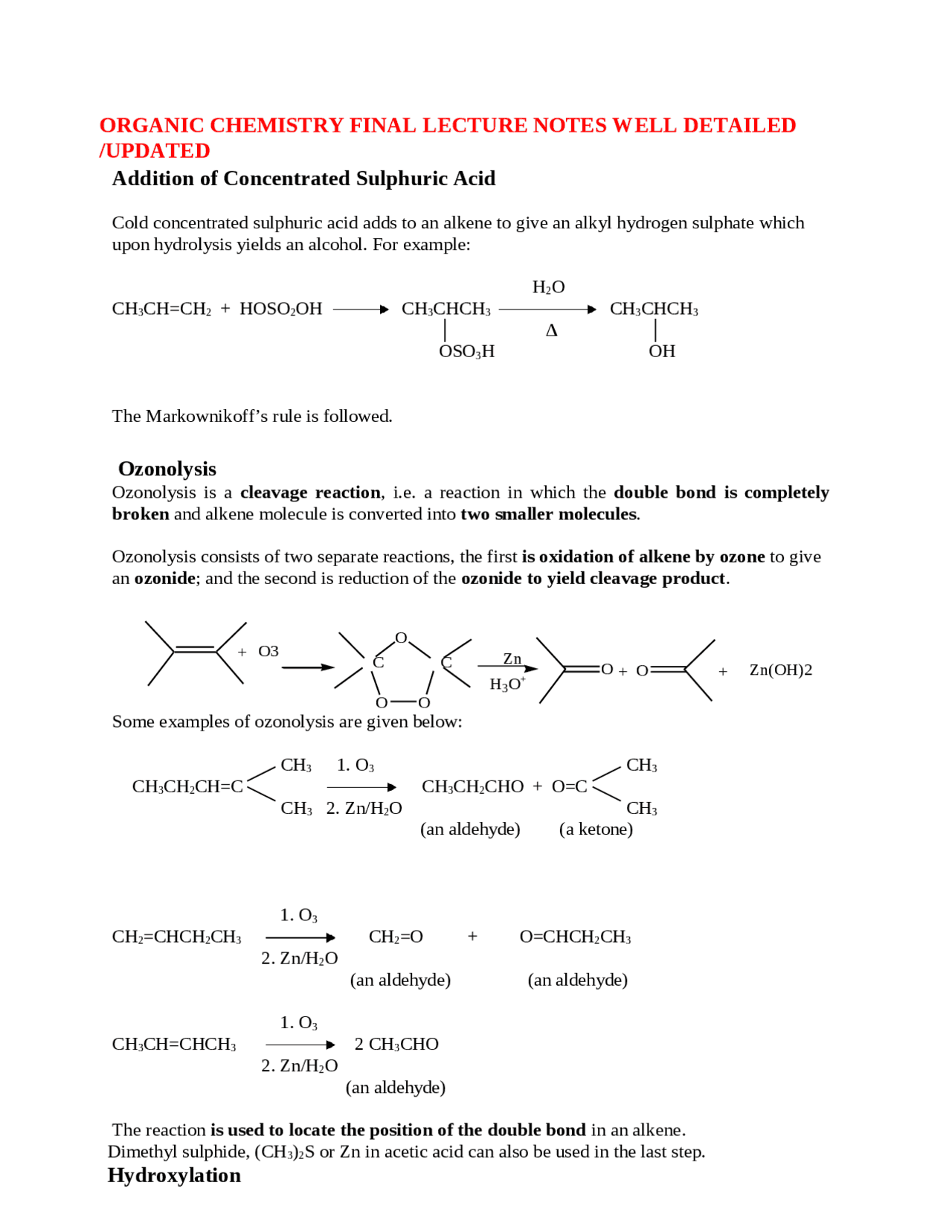 ORGANIC CHEMISTRY FINAL LECTURE NOTES WELL DETAILED /UPDATED | Lecture ...
