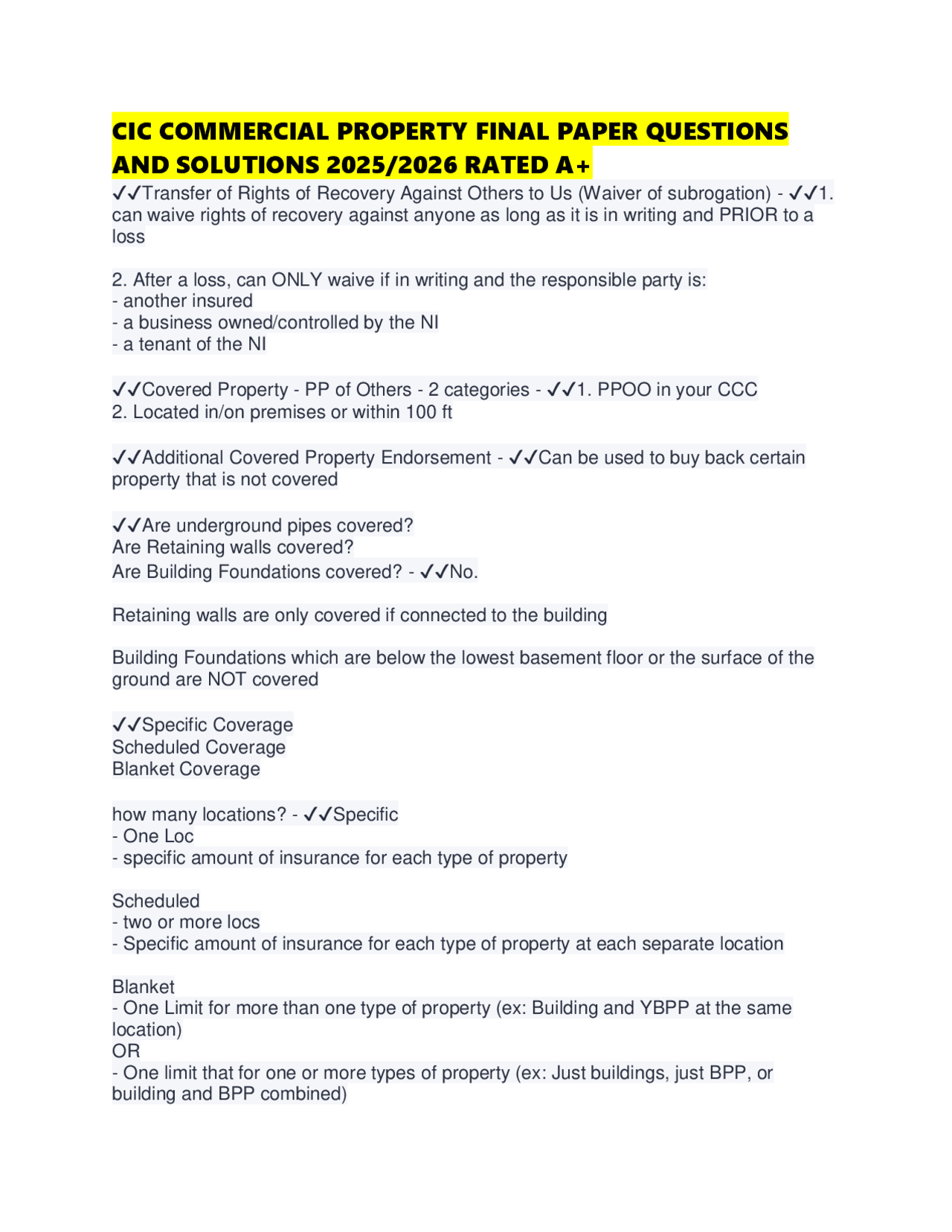 CIC COMMERCIAL PROPERTY FINAL PAPER QUESTIONS AND SOLUTIONS 2025/2026 ...