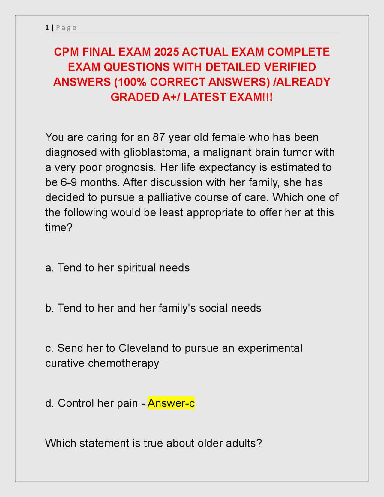 CPM FINAL EXAM 2025 ACTUAL EXAM COMPLETE EXAM QUESTIONS WITH DETAILED ...