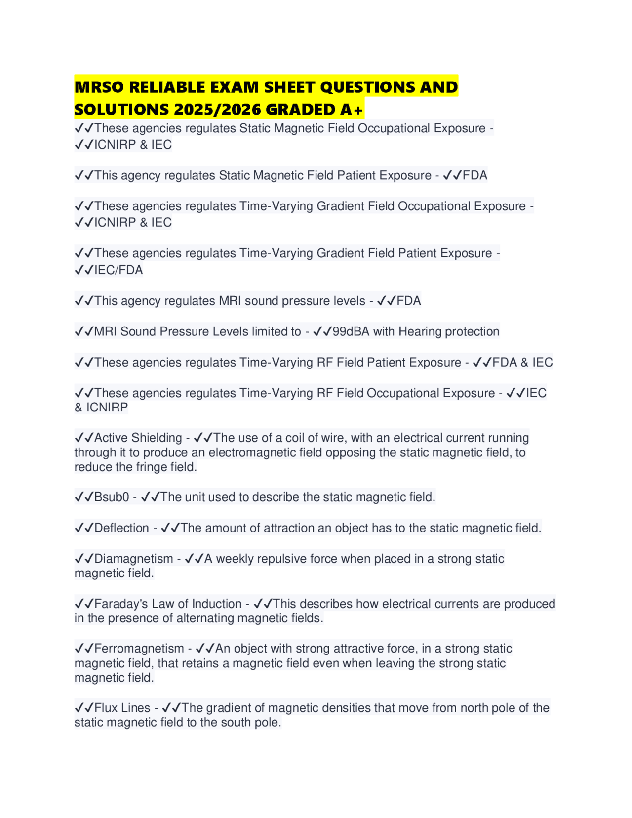 MRSO RELIABLE EXAM SHEET QUESTIONS AND SOLUTIONS 2025/2026 GRADED A+ ...
