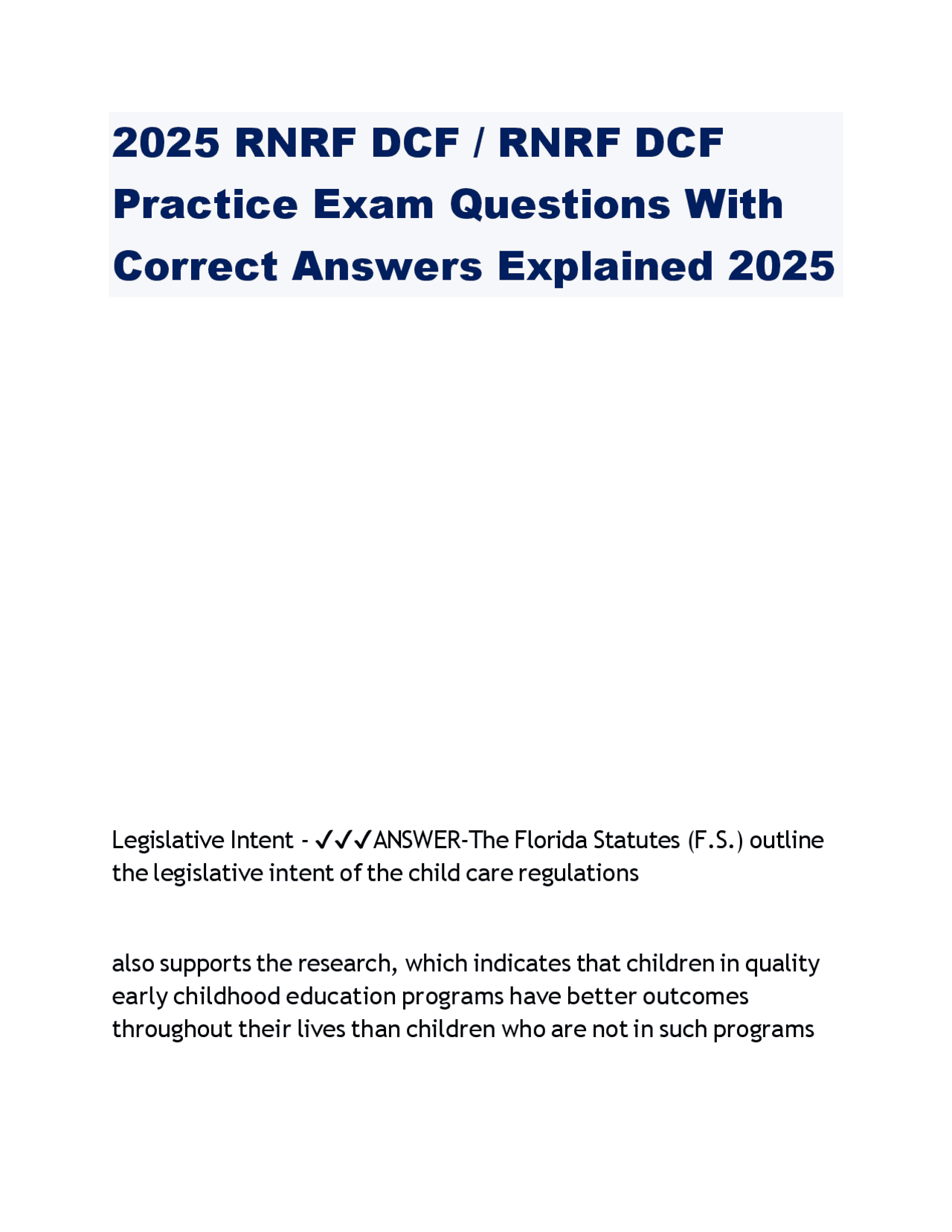 2025 RNRF DCF / RNRF DCF Practice Exam Questions With Correct Answers ...