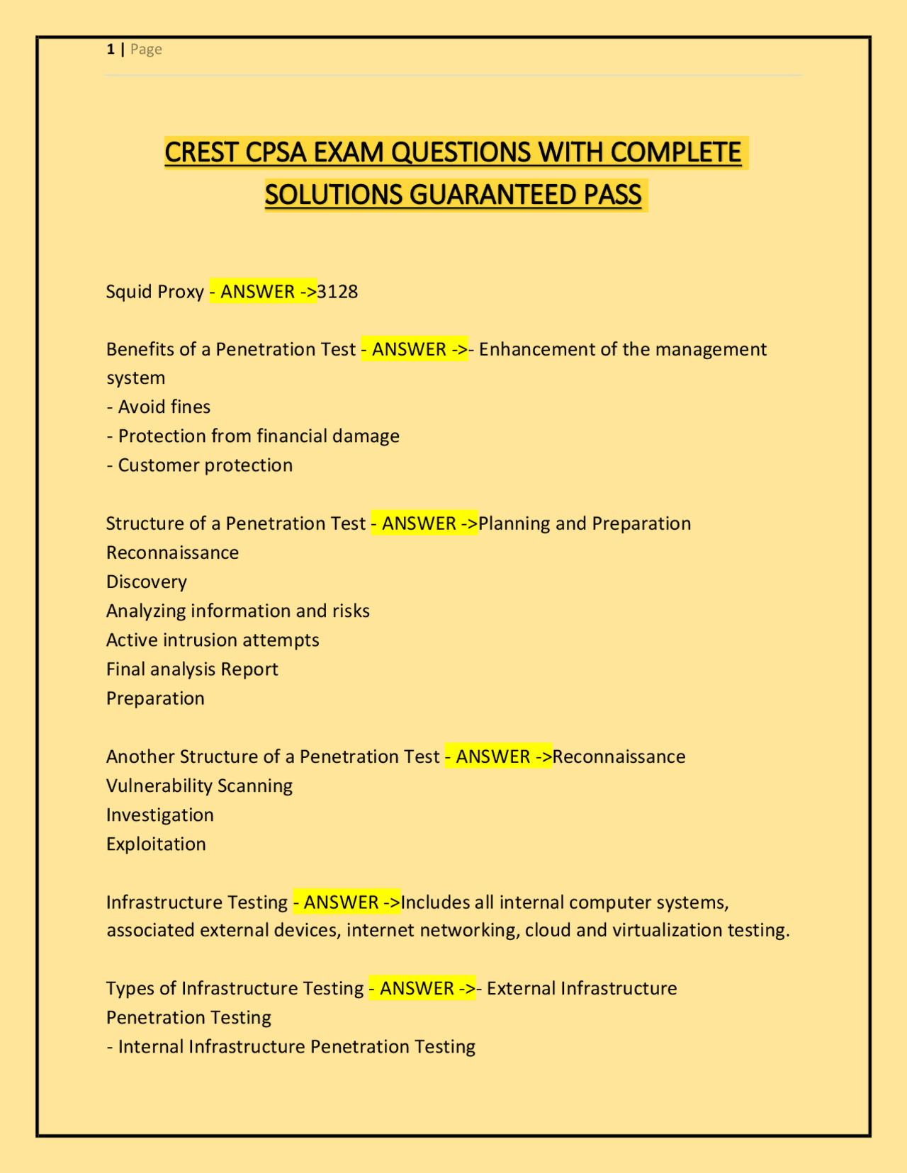 CREST CPSA EXAM QUESTIONS WITH COMPLETE SOLUTIONS GUARANTEED PASS ...