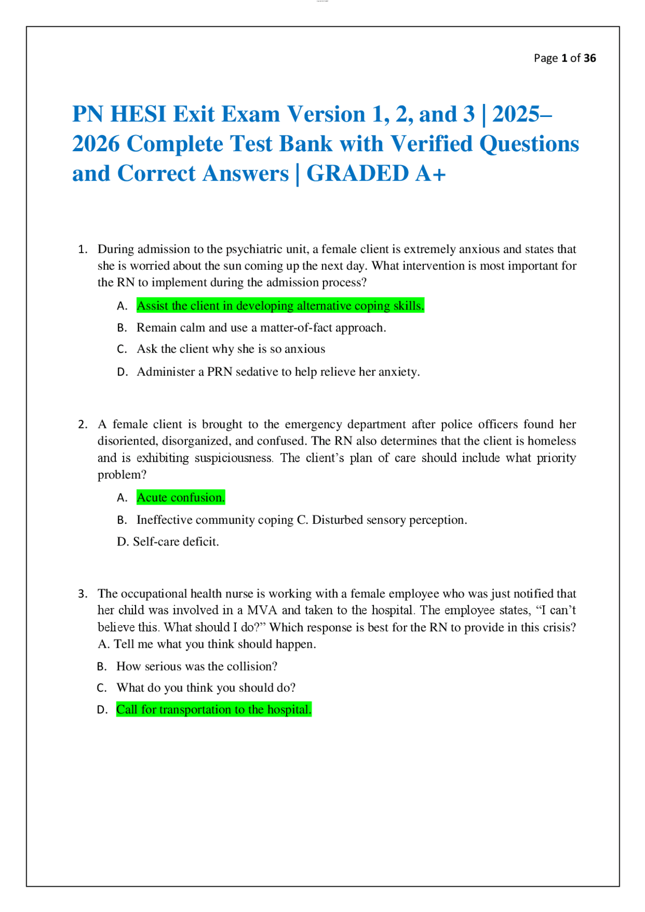 PN HESI Exit Exam Version 1, 2, and 3 | 2025–2026 Complete Test Bank ...