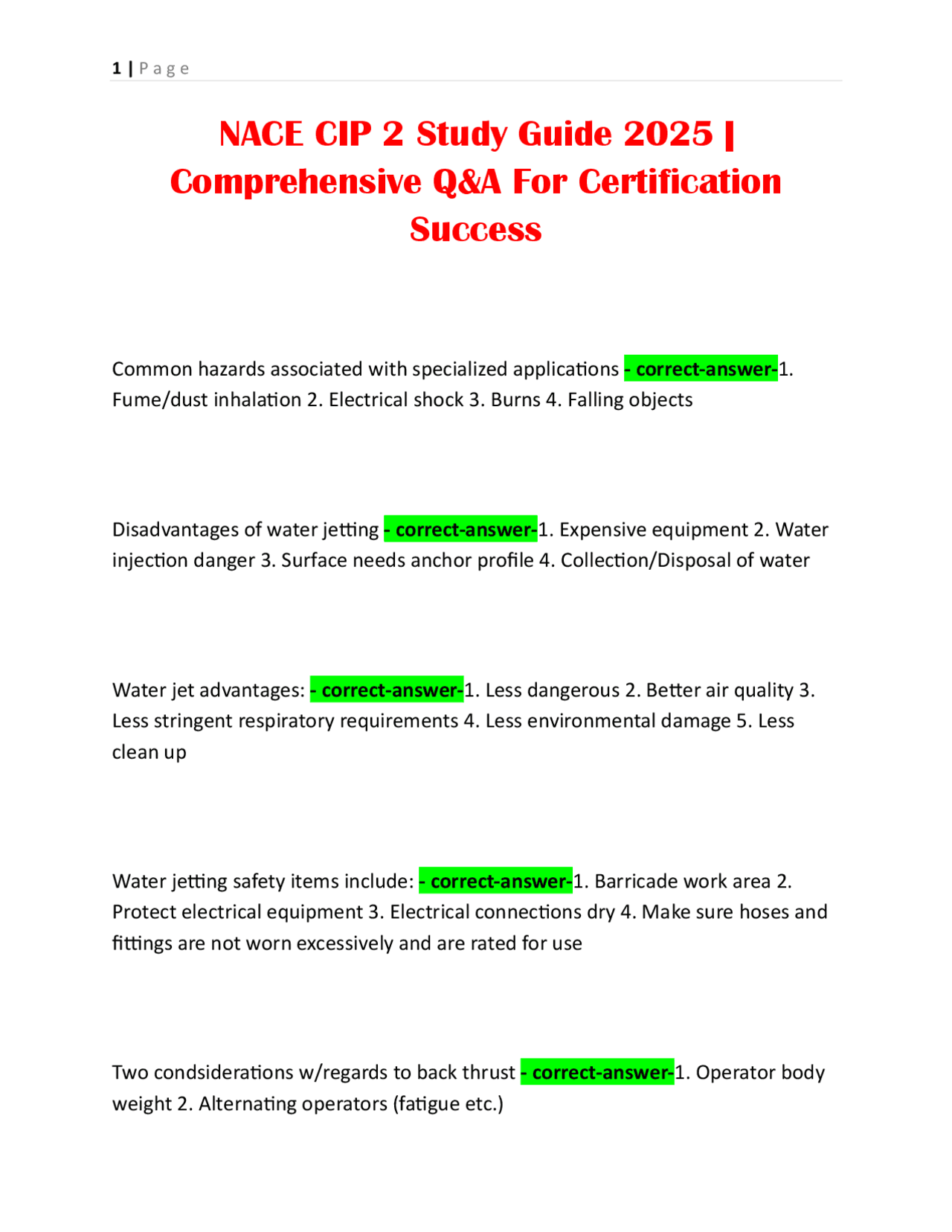 NACE CIP 2 Certification Exam Study Guide: Comprehensive Q&A | Exams ...