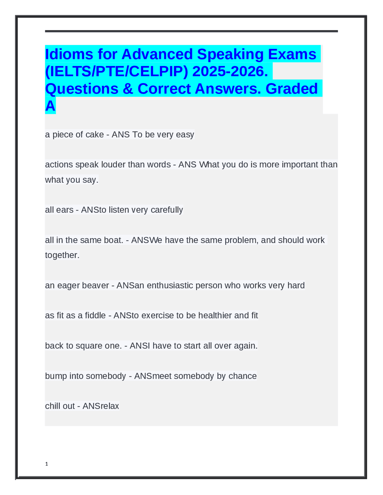 Idioms for Advanced Speaking Exams (IELTS/PTE/CELPIP) 2025-2026 ...