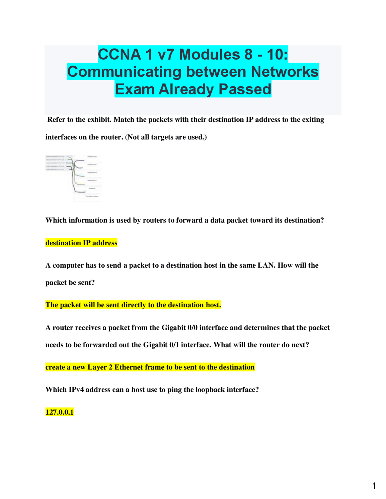CCNA v7 Modules 8-10: Network Communication Exam Q&A | Exams Nursing ...