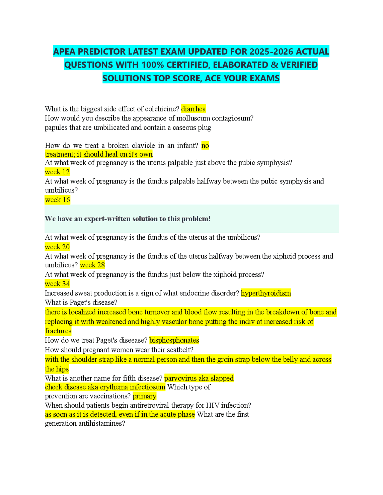 APEA PREDICTOR LATEST EXAM UPDATED FOR 2025-2026 ACTUAL QUESTIONS WITH ...