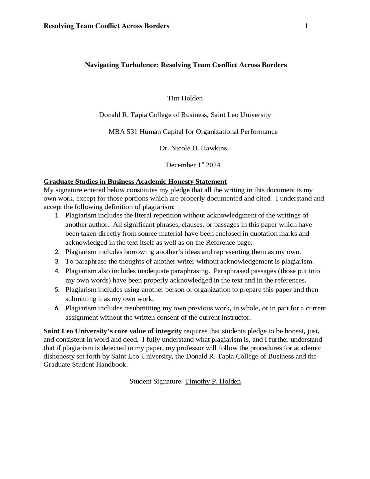 Resolving Team Conflict in Global Projects: A Cross-Border Analysis ...