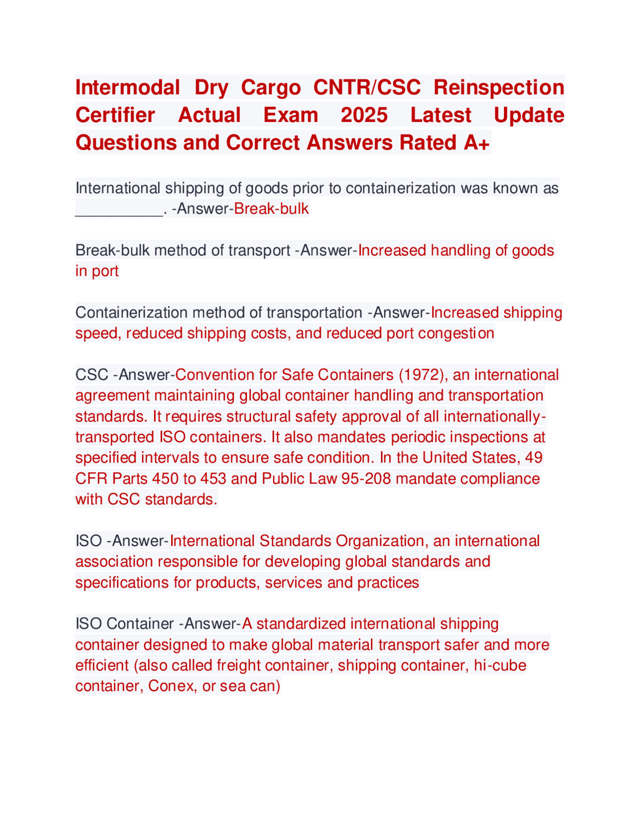 Intermodal Container Inspection and Certification: Standards and ...