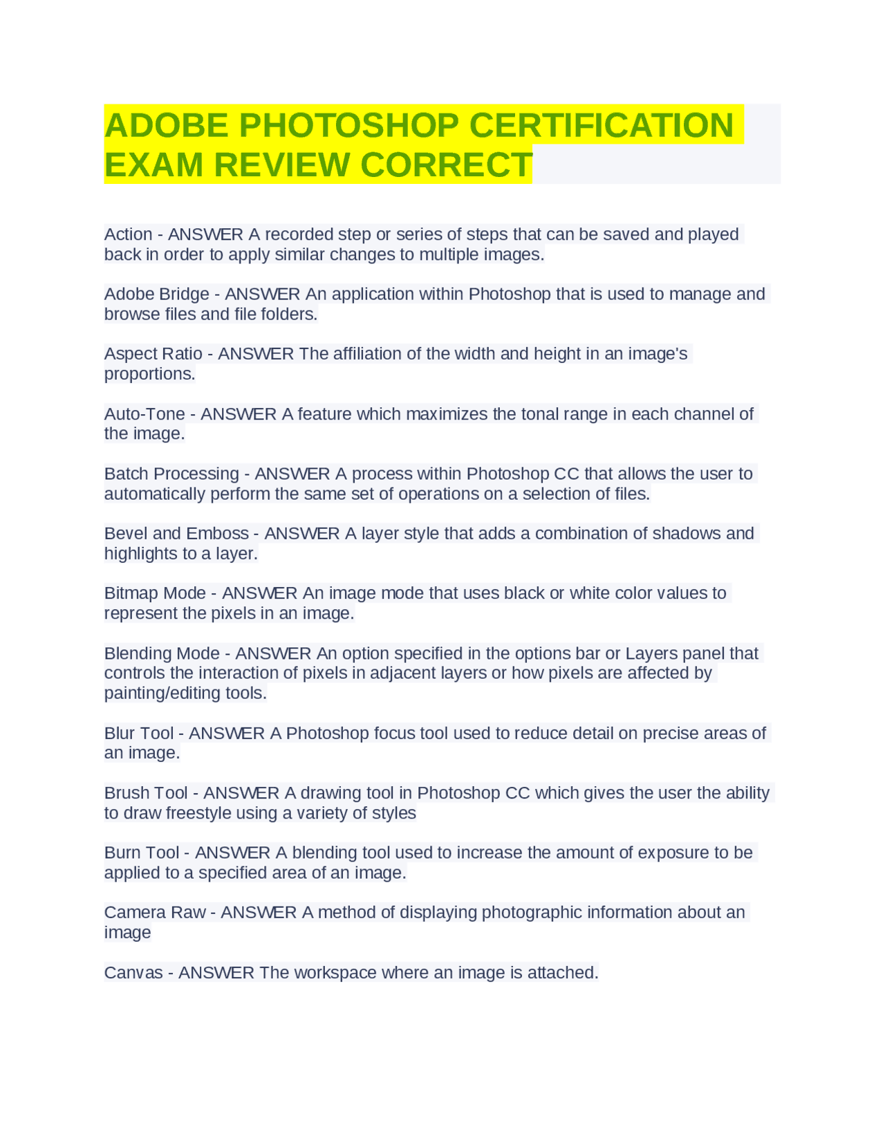 ADOBE PHOTOSHOP CERTIFICATION EXAM REVIEW CORRECT | Exams Adobe ...