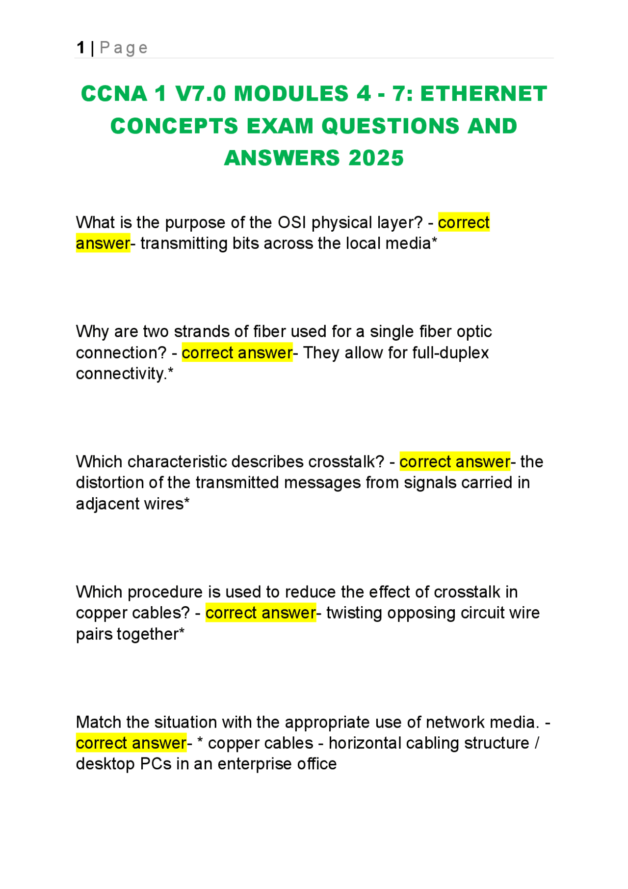 CCNA 1 V7.0 MODULES 4 - 7: ETHERNET CONCEPTS EXAM QUESTIONS AND ANSWERS ...