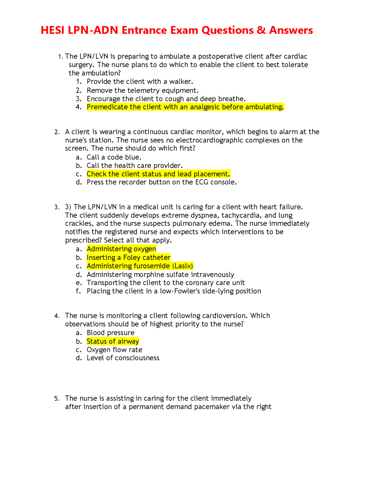 HESI LPN-ADN Entrance Exam Questions & Answers.pdf | Exams Nursing ...