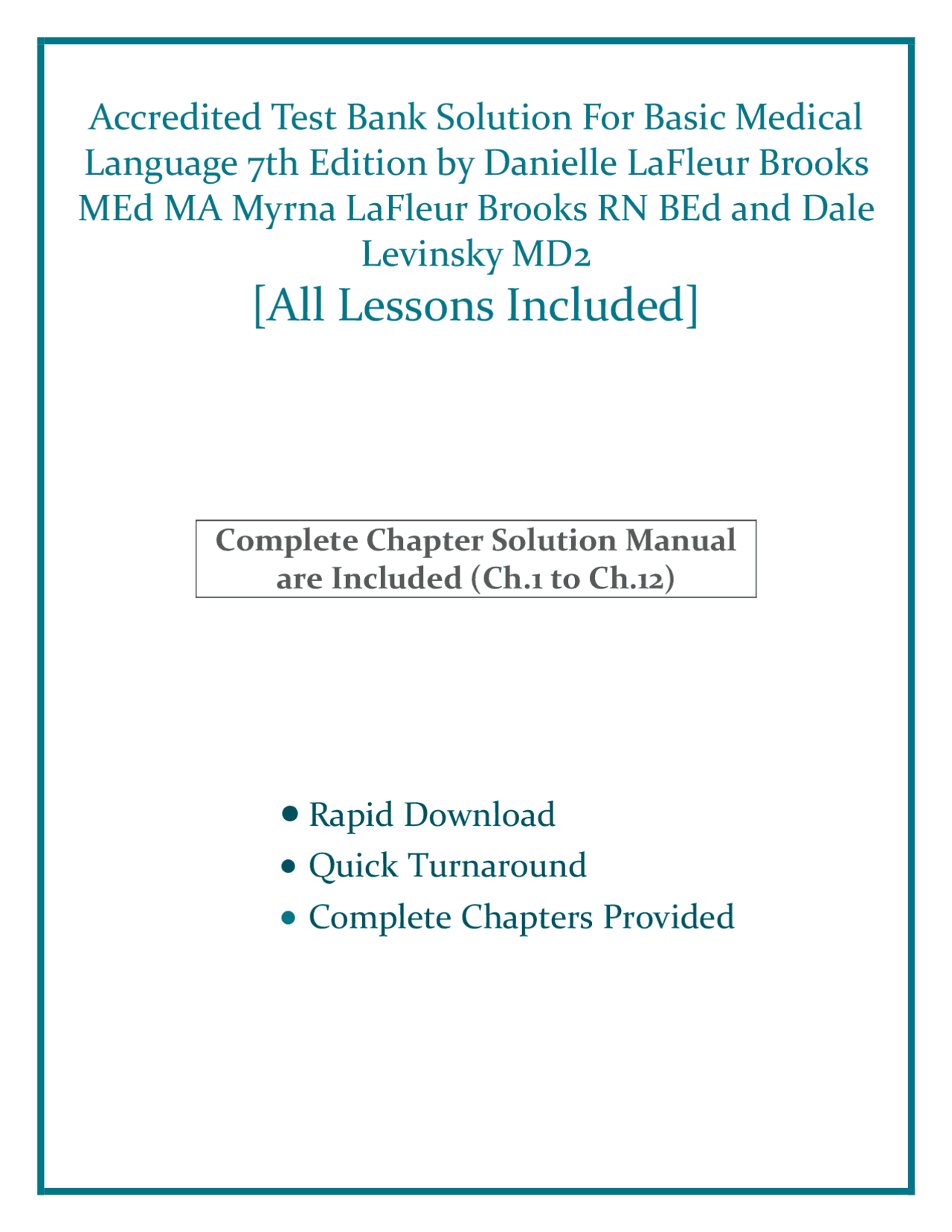 Accredited Test Bank Solution For Basic Medical Language 7th Edition by ...