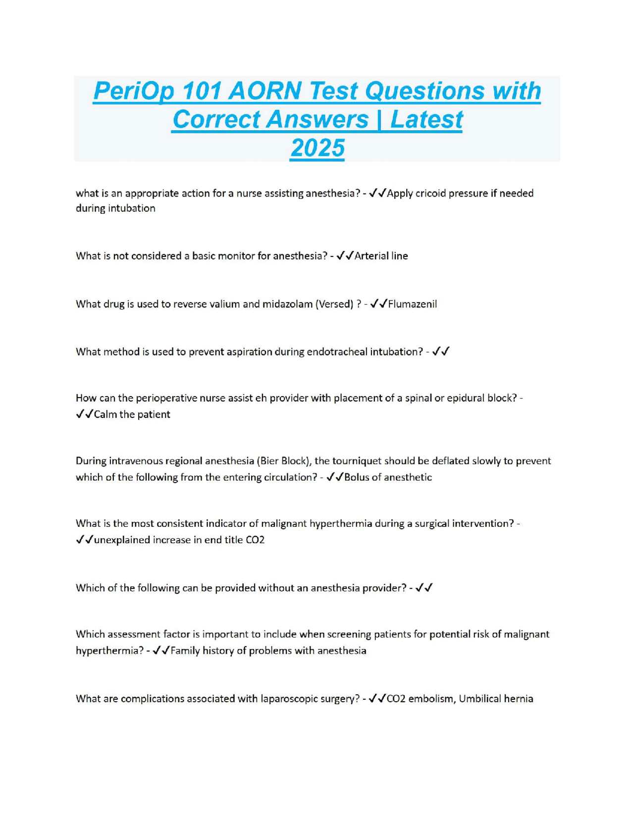Aorn Periop Final Exam Study Guide Questions with Correct Answers ...