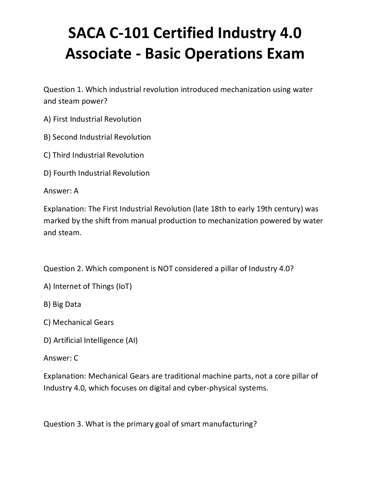 SACA C- Certified Industry . Associate - Basic Operations Exam | Exams ...