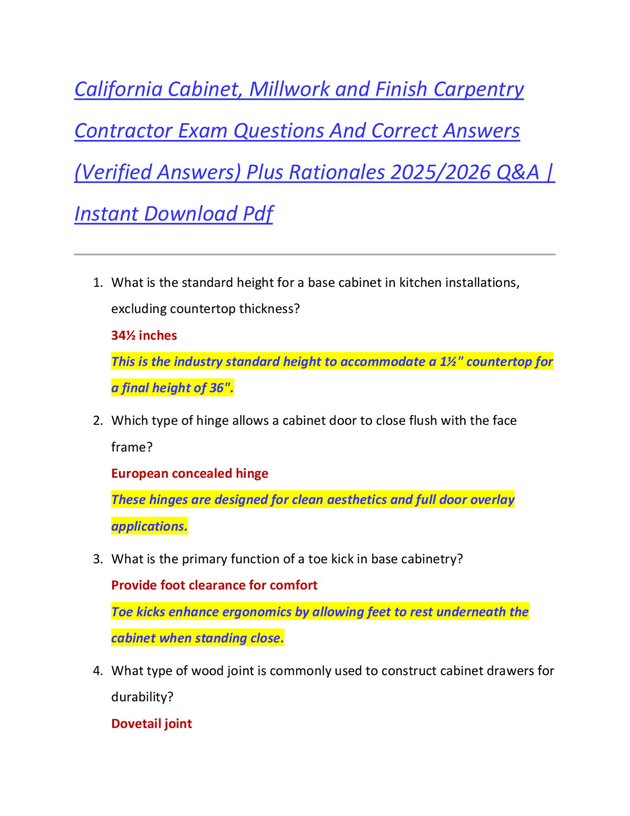 California Cabinet, Millwork and Finish Carpentry Contractor Exam ...