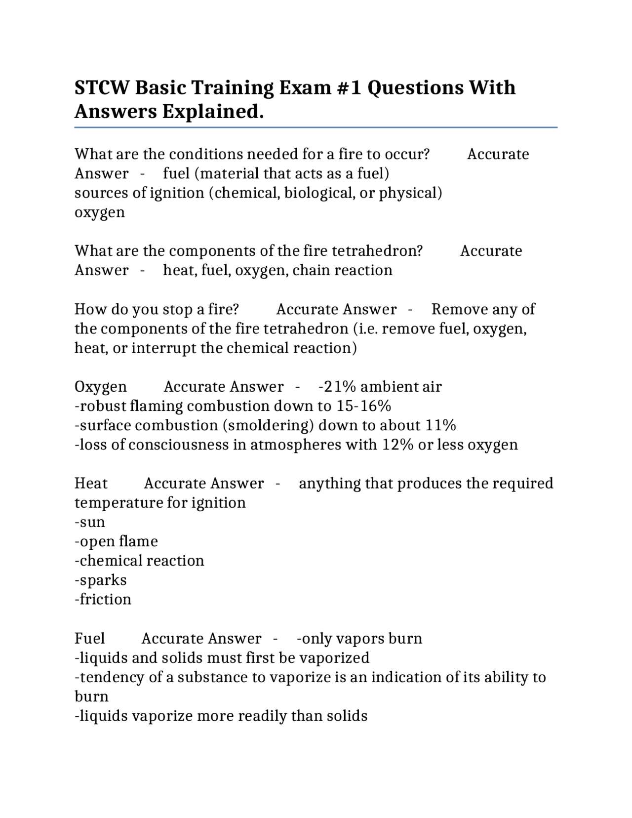STCW Basic Training Exam Questions With Answers Explained | Exams ...
