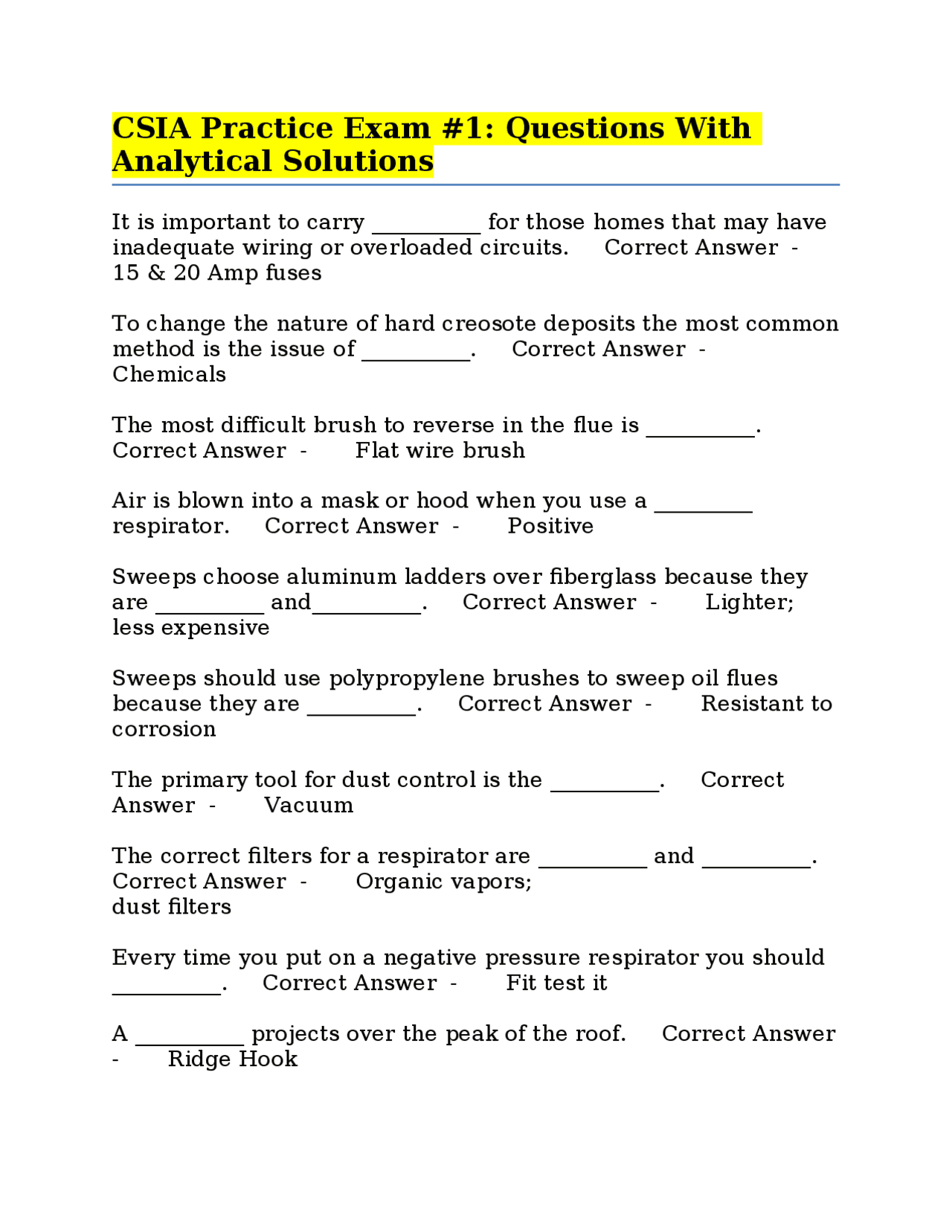 CSIA Practice Exam : Questions With Analytical Solutions | Exams Public ...