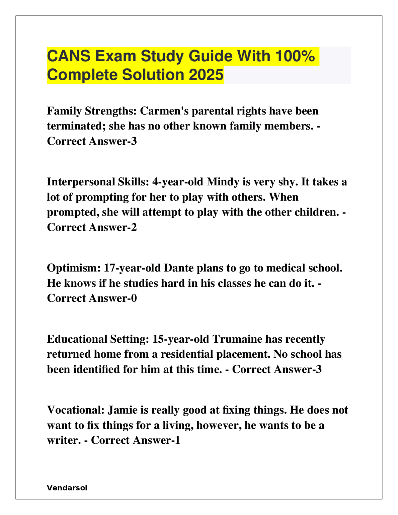 CANS Exam Study Guide: Practice Scenarios and Solutions | Exams ...