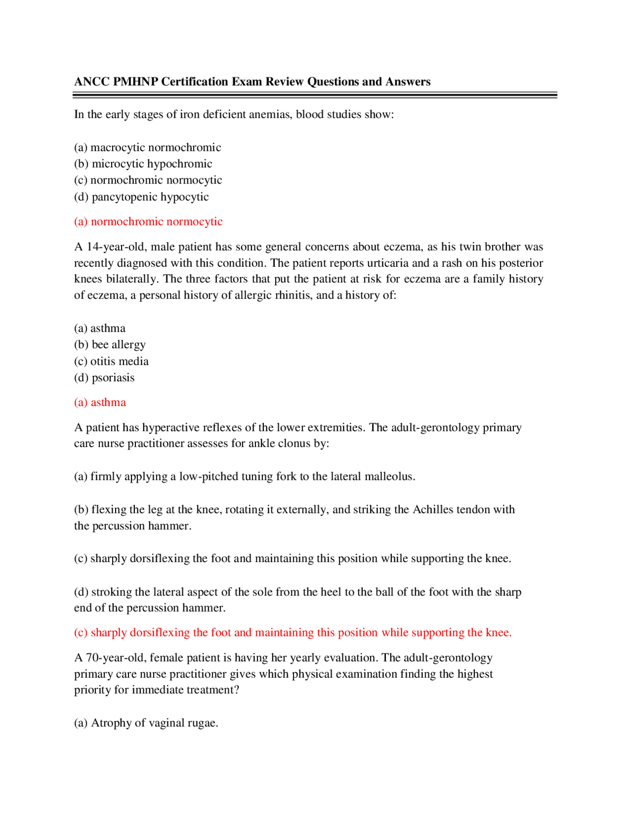 ANCC PMHNP Certification Exam Review Questions and Answers.pdf | Exams ...