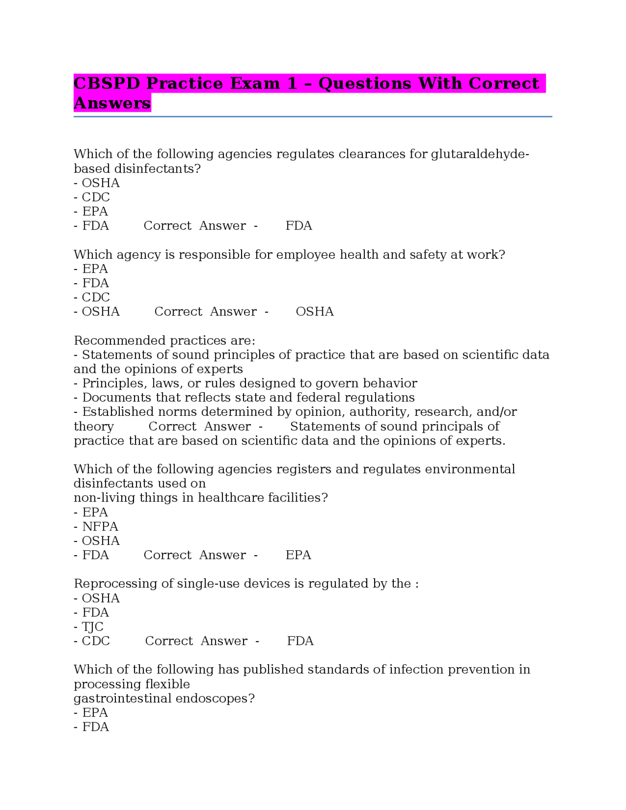 CBSPD Practice Exam – Questions With Correct Answers | Exams Public ...