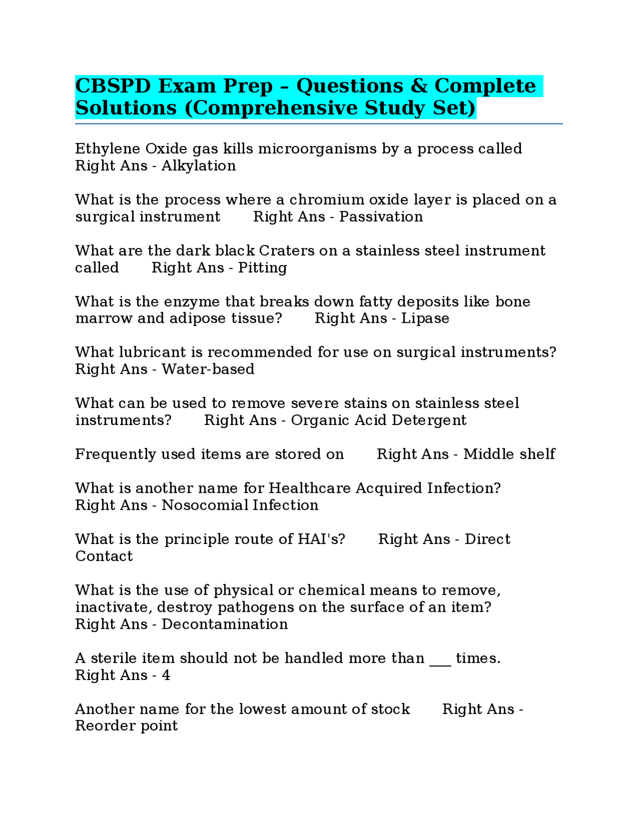 CBSPD Exam Prep – Questions & Complete Solutions (Comprehensive Study Set) | Exams Public Health ...