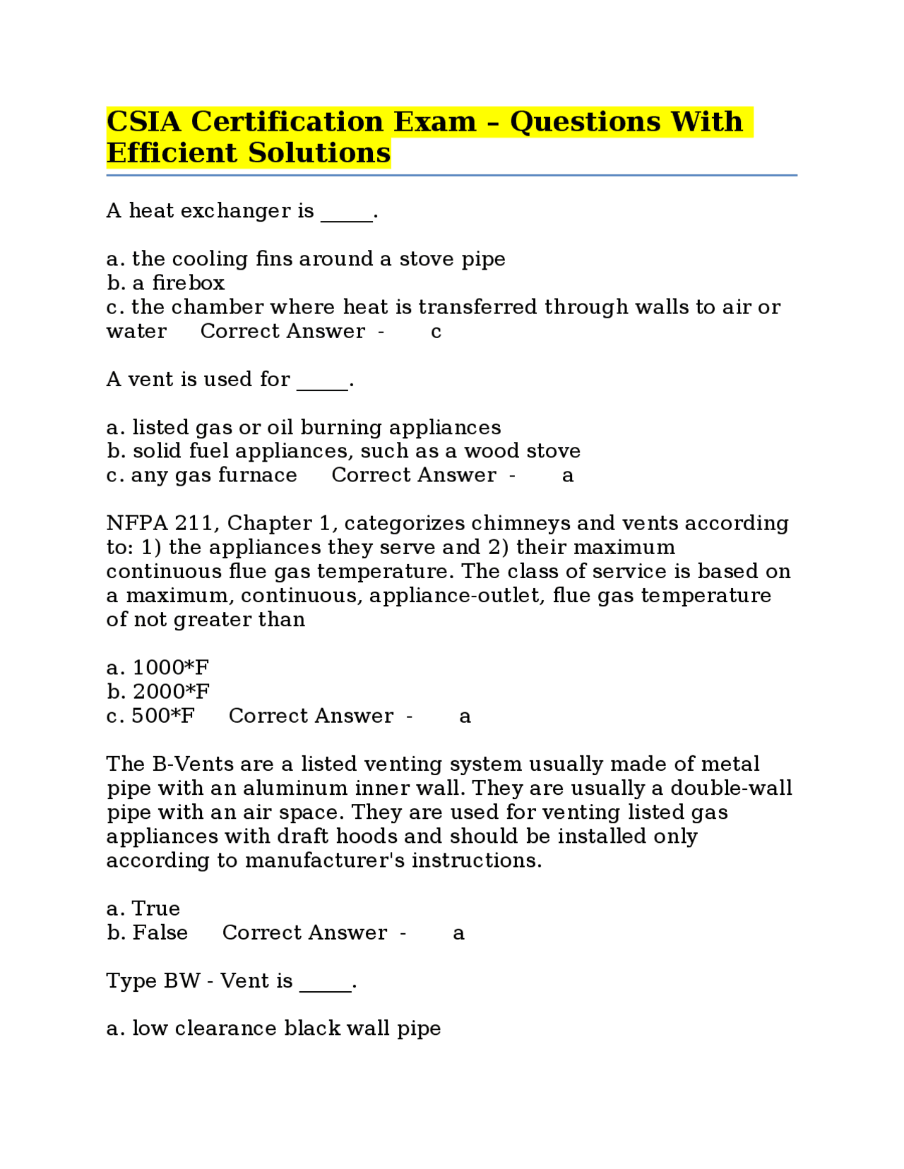 CSIA Certification Exam – Questions With Efficient Solutions | Exams ...