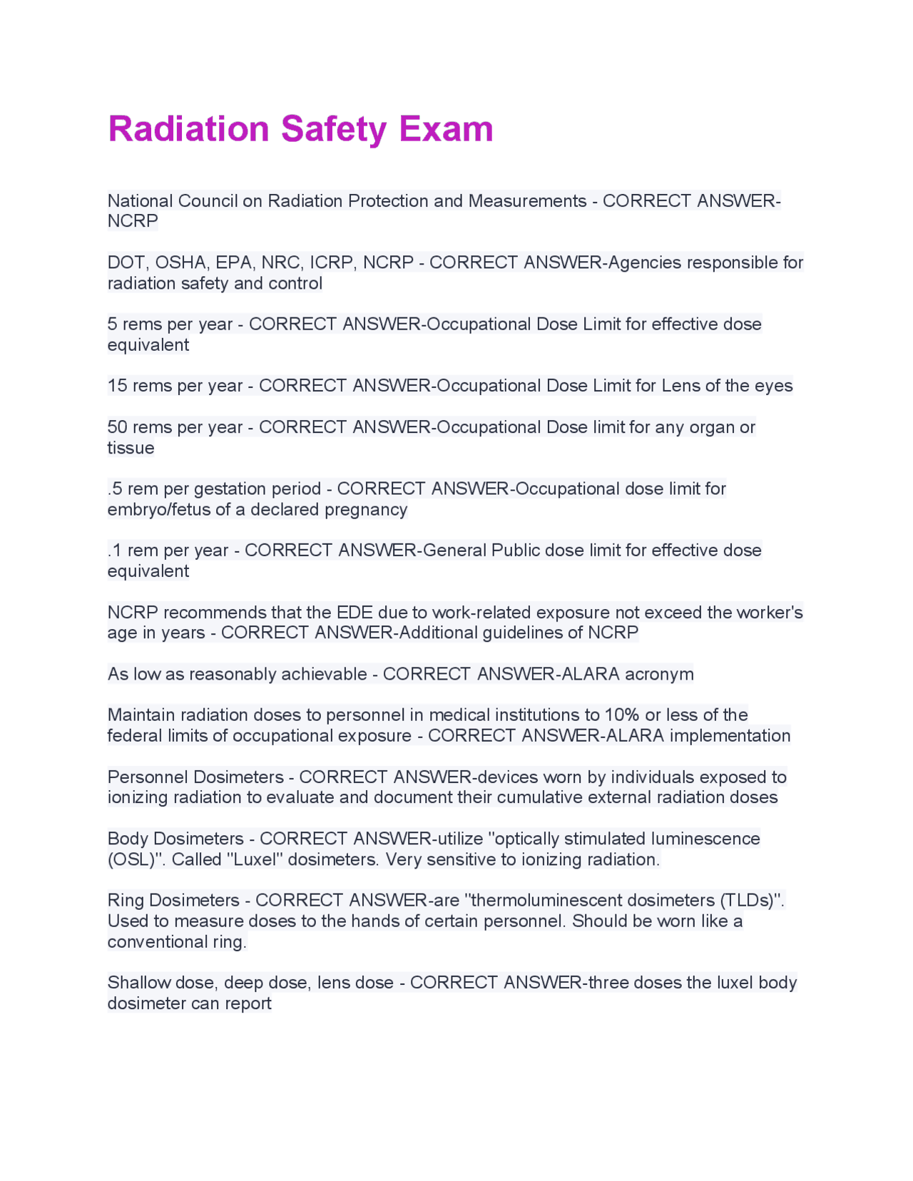 Radiation Safety Exam: Key Concepts and Regulations | Exams Advanced ...