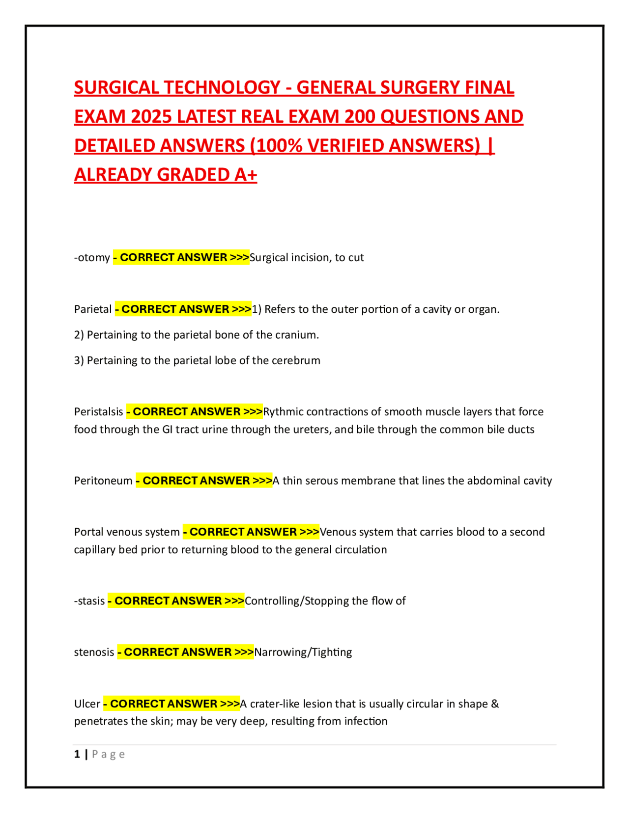 Surgical Technology General Surgery Exam Prep 2025 | Exams Nursing ...