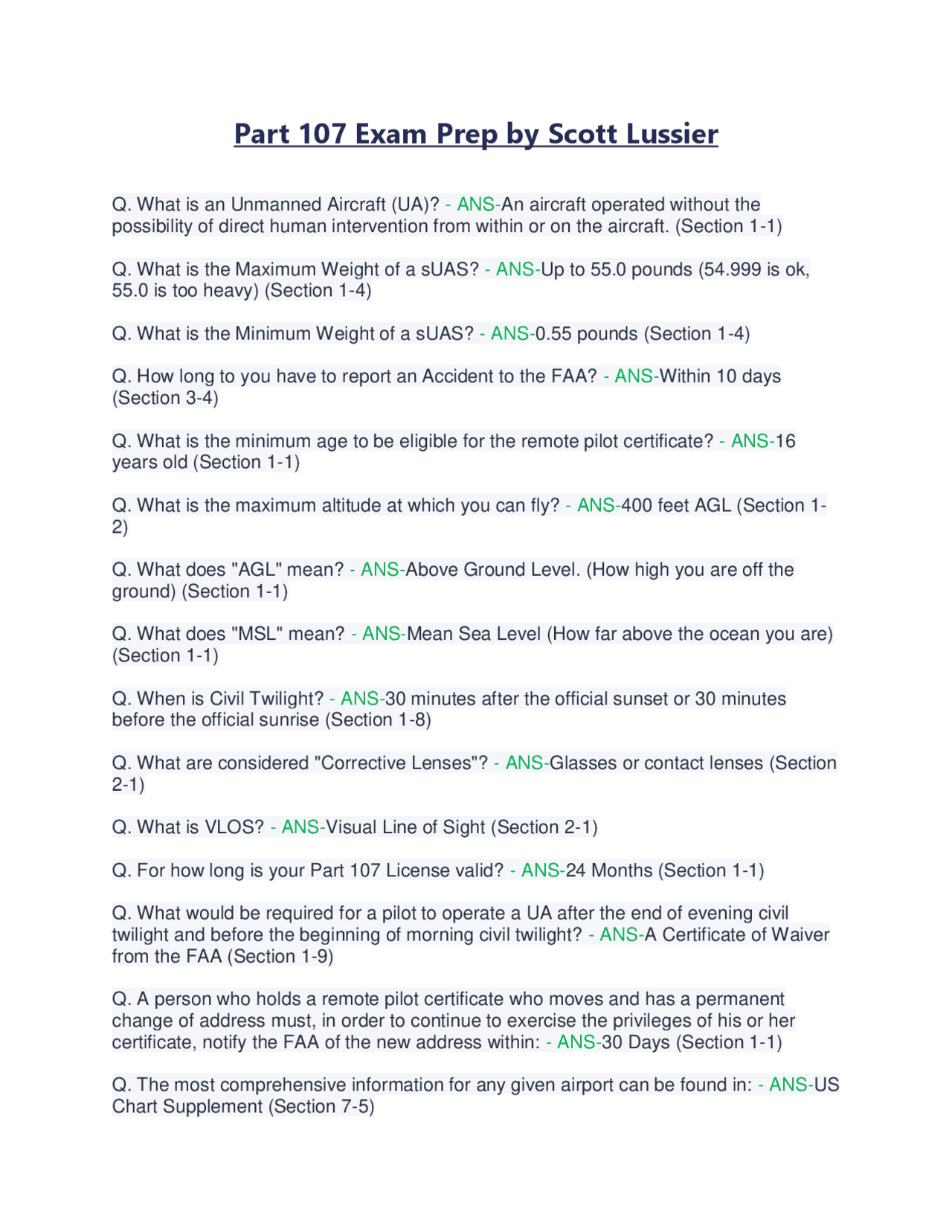 FAA Part 107 Exam Prep: Questions and Answers for Remote Pilots | Exams ...