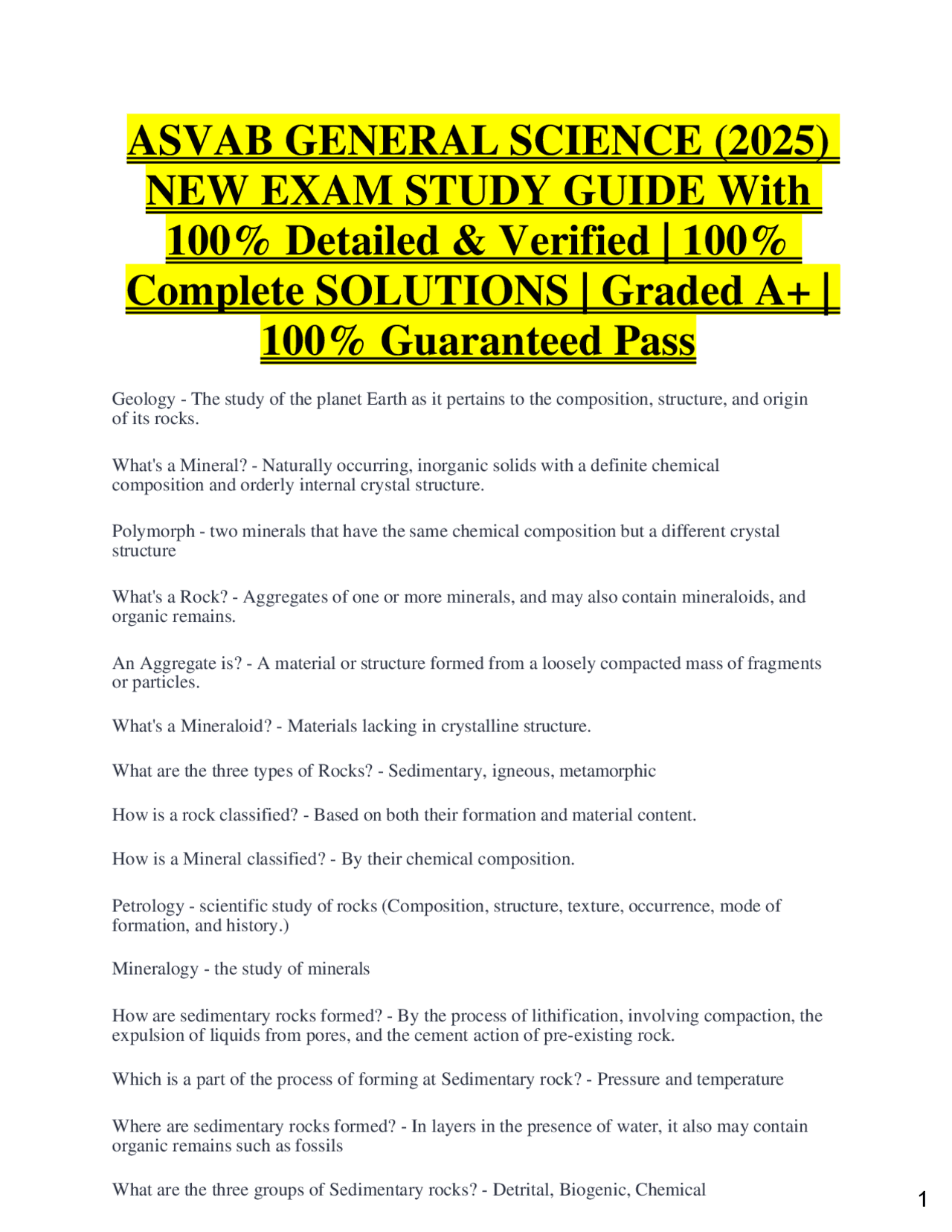ASVAB GENERAL SCIENCE (2025) NEW EXAM STUDY GUIDE With 100% Detailed ...