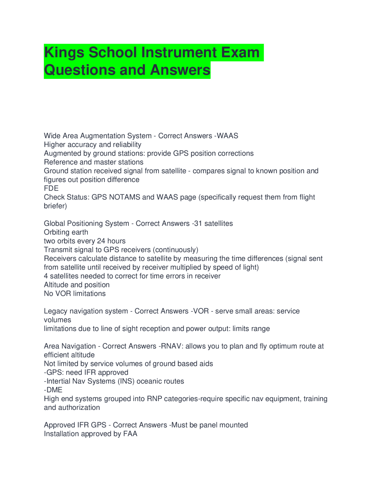 Kings School Instrument Exam Questions and Answers | Exams Advanced ...