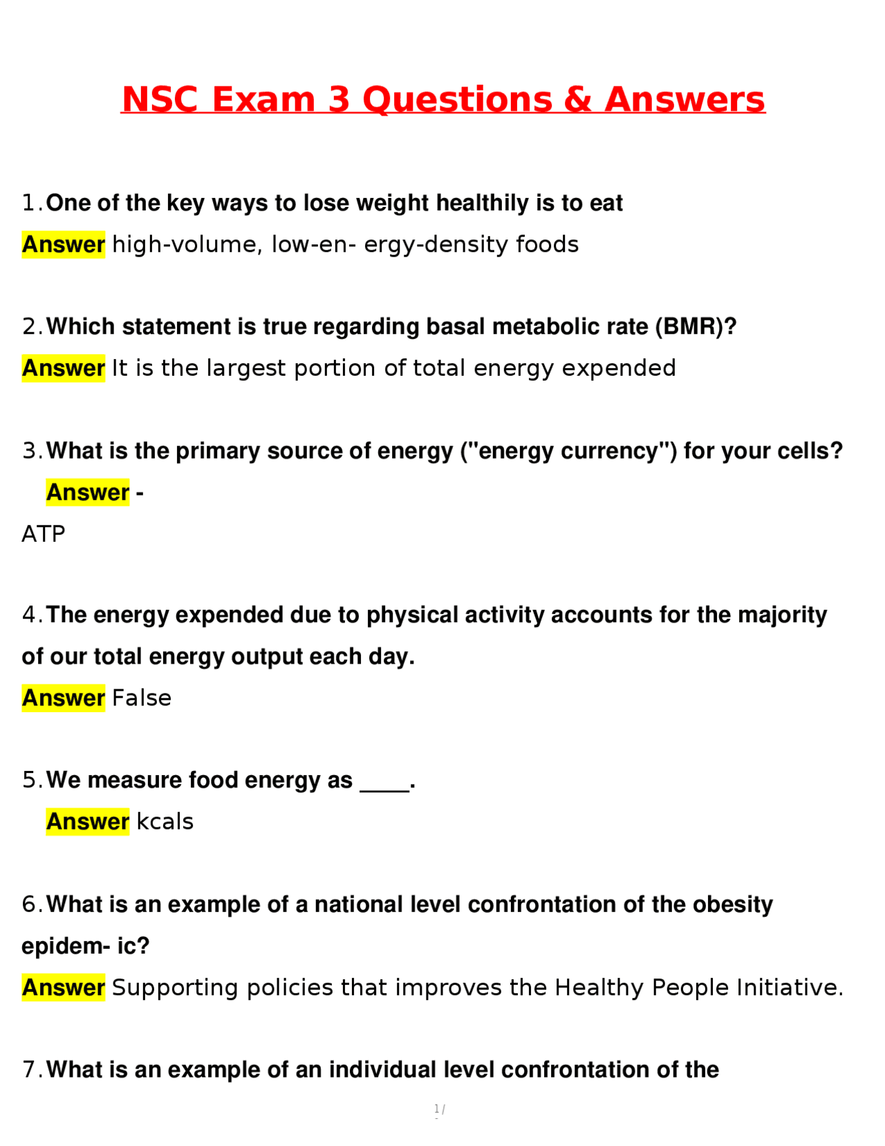 NSC Exam 3 Latest 2025 Actual Questions and Verified Answers (2025 / ...