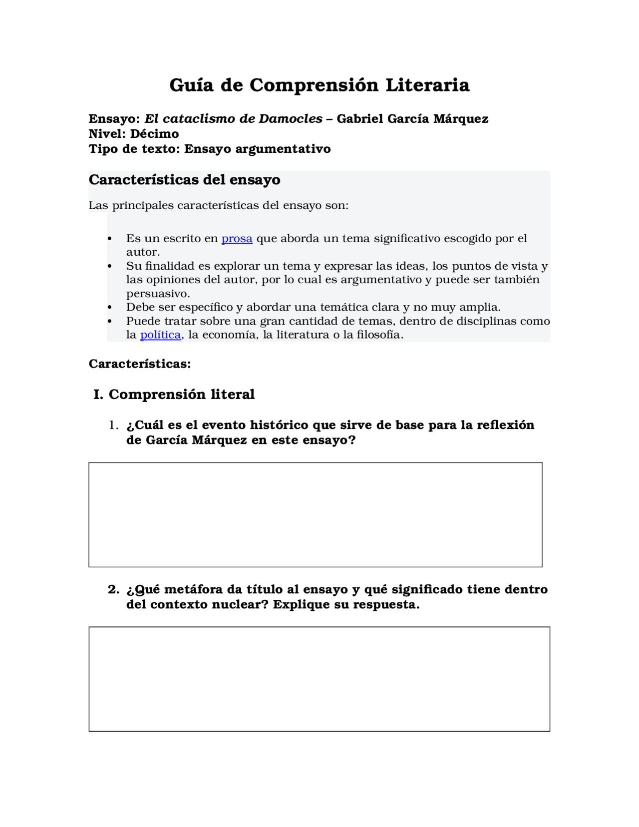 Cataclismo de Damocles | Exercises History | Docsity