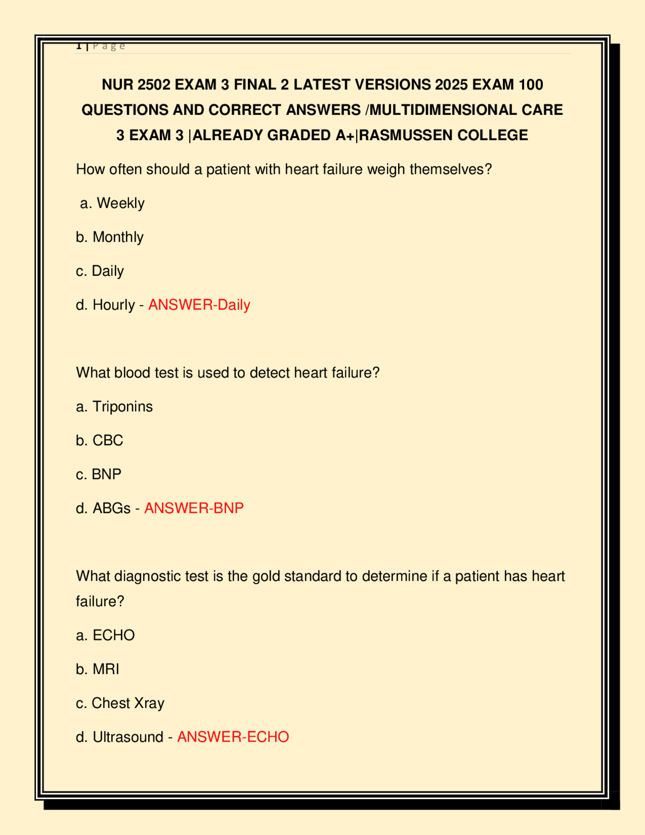 NUR 2502 – Exam 3 (Final) | Multidimensional Care 3 (MDC3) | Rasmussen ...