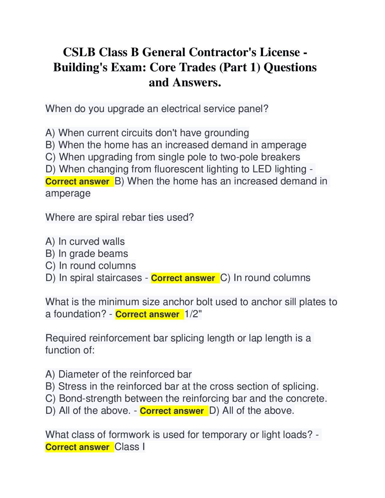 CSLB Class B General Contractor's License - Building's Exam: Core ...