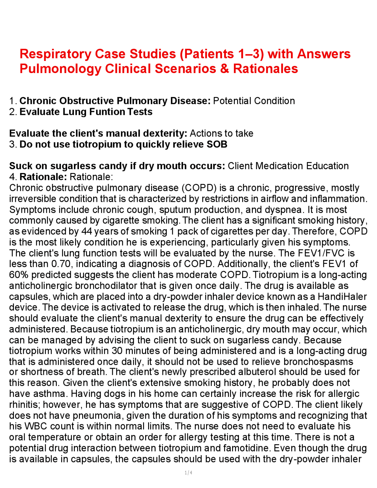 Respiratory Case Studies (Patients 1–3) with Answers Pulmonology ...