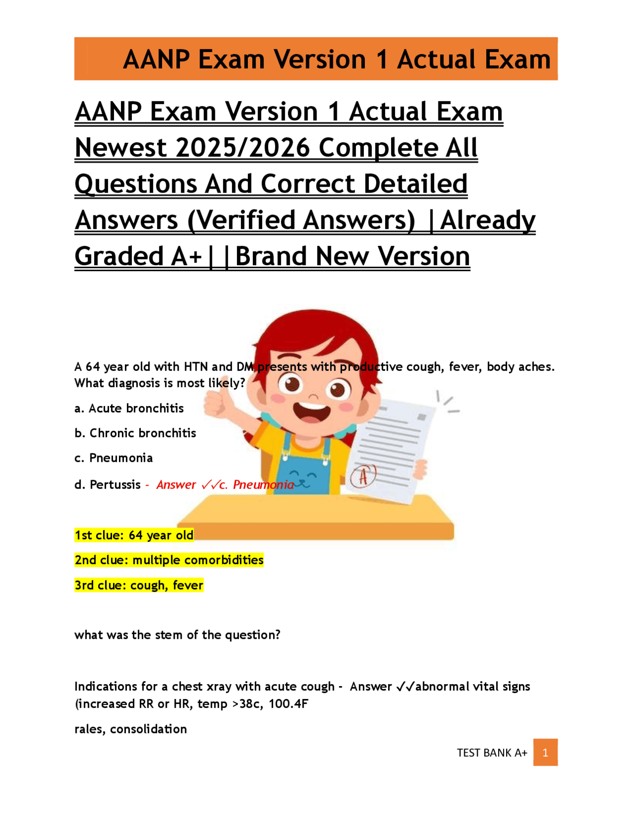 AANP Exam Version 1 Actual Exam Newest 2025/2026 Complete All Questions ...
