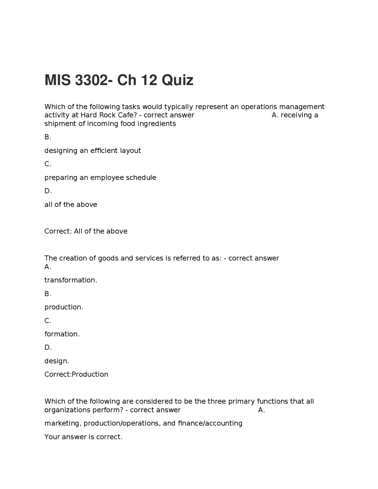 MIS 3302 Actual Exam Questions And Correct Answers. | Exams Nursing ...